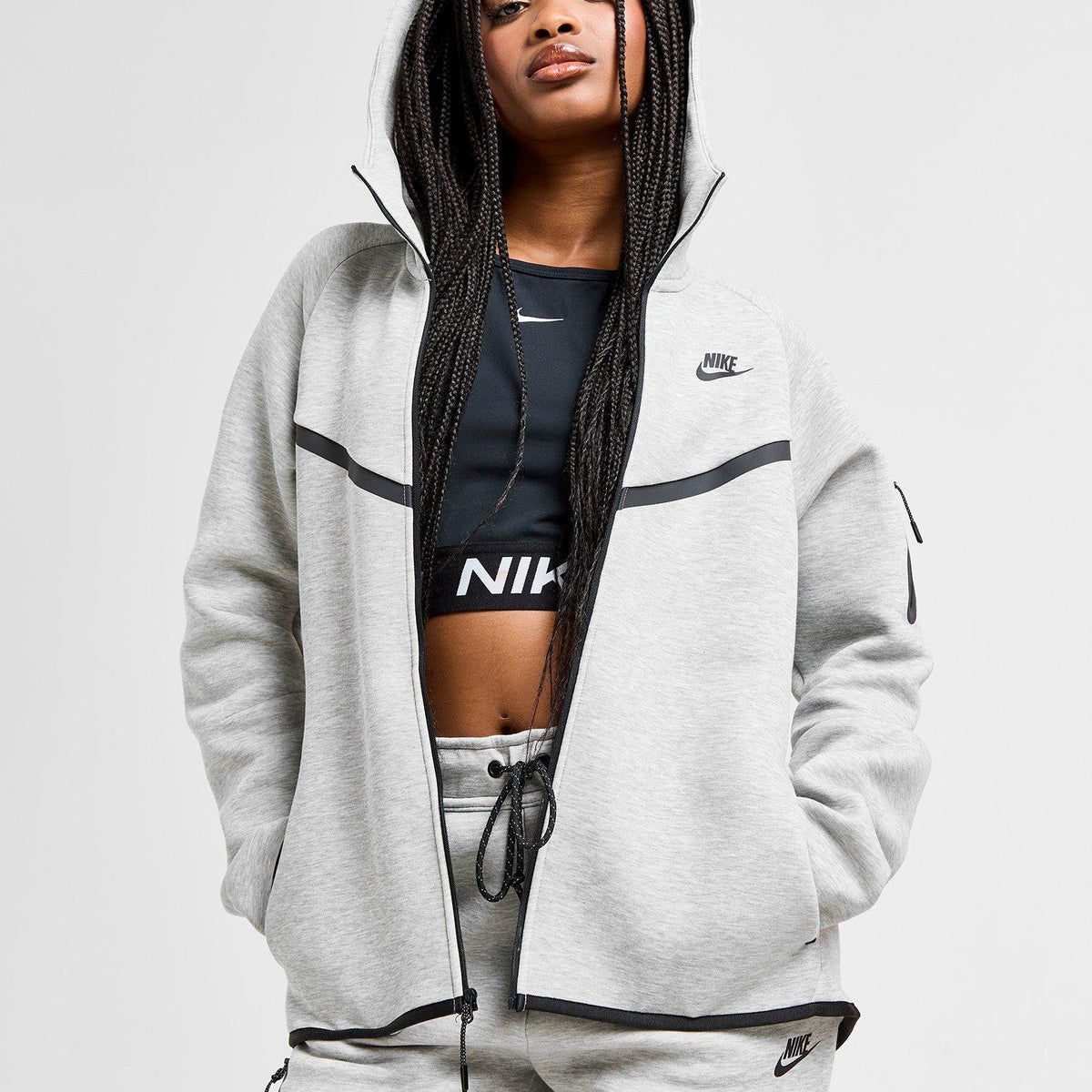 Grey Nike Tech Fleece Full Zip Hoodie - JD Sports Singapore