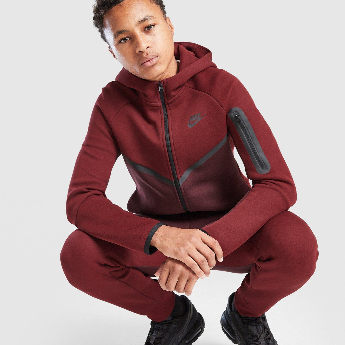 Red Nike Tech Fleece Full Zip Hoodie Junior - JD Sports Singapore