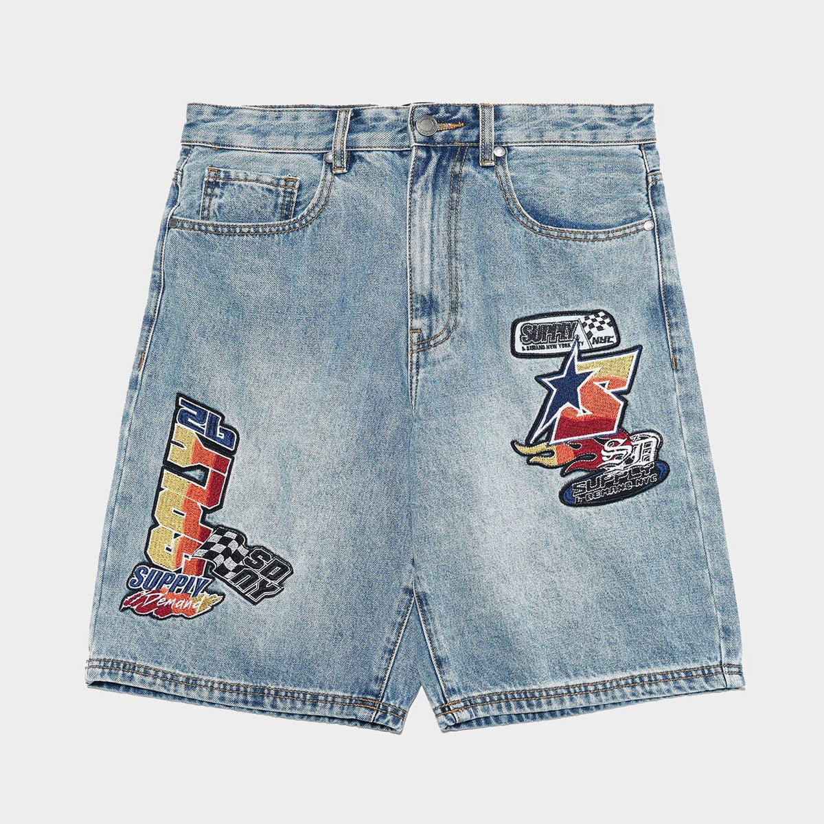 Blue Supply & Demand Buddy Straight Washed Denim Shorts - JD Sports ...